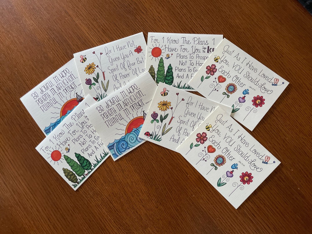 Hand Lettered Bible Verse Note Cards: Christian Gift Set - Etsy