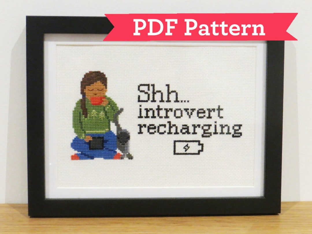 Introvert Recharging Cross Stitch Digital PDF Pattern - Etsy