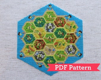 Board Game Cross Stitch Pattern With Meeples and Dice - Etsy
