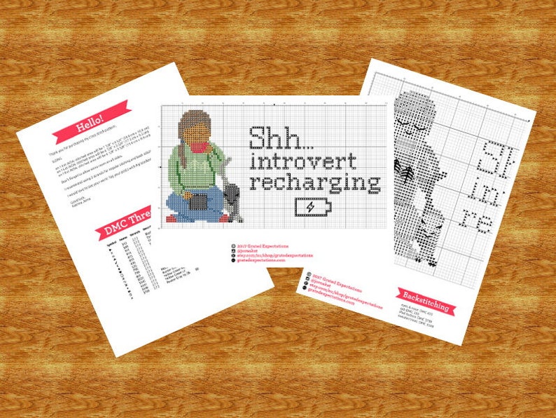Introvert Recharging Cross Stitch Digital PDF Pattern - Etsy