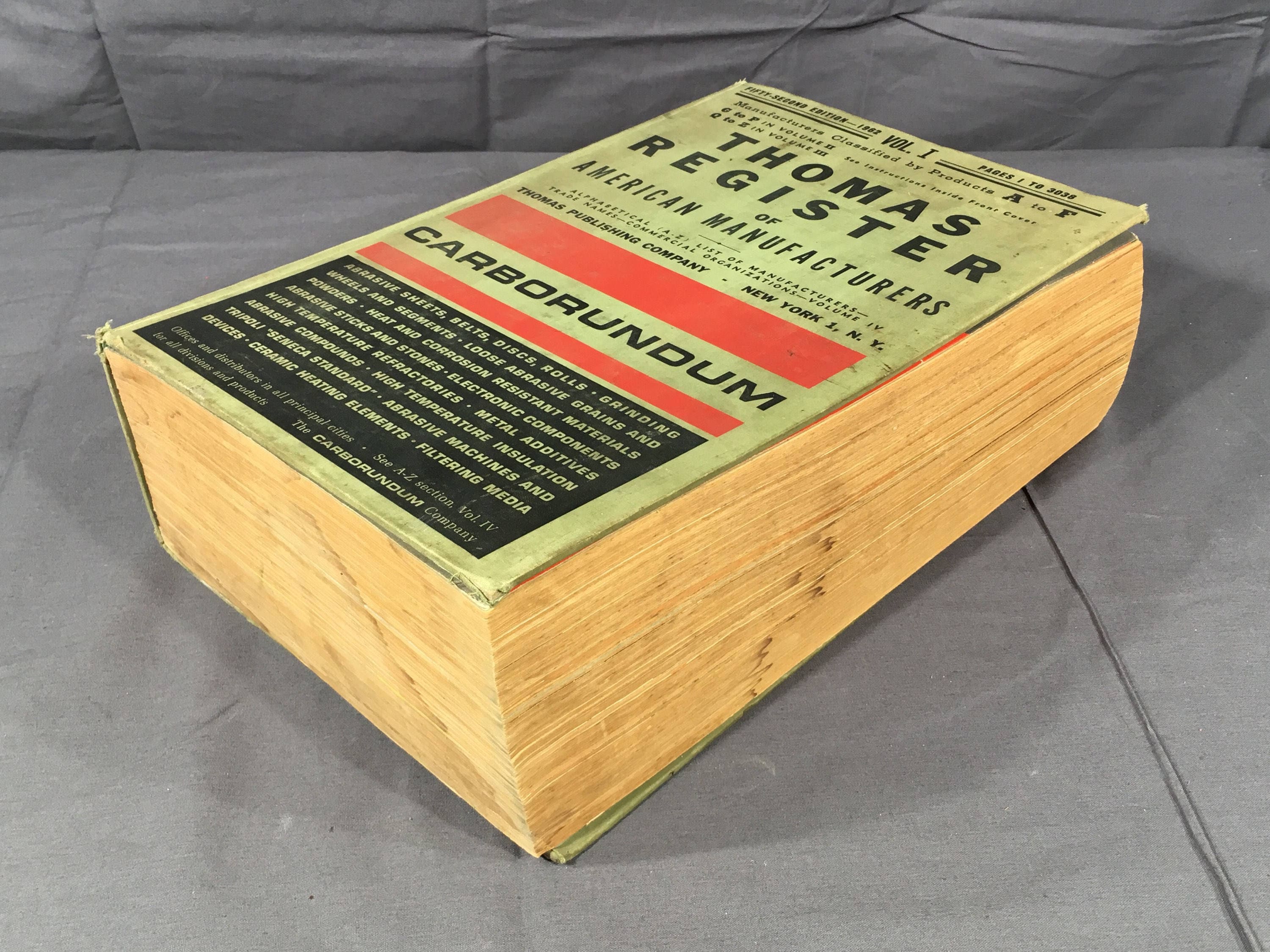 Vintage Thomas Register Book, 1962 Volume I American Manufacturers ...