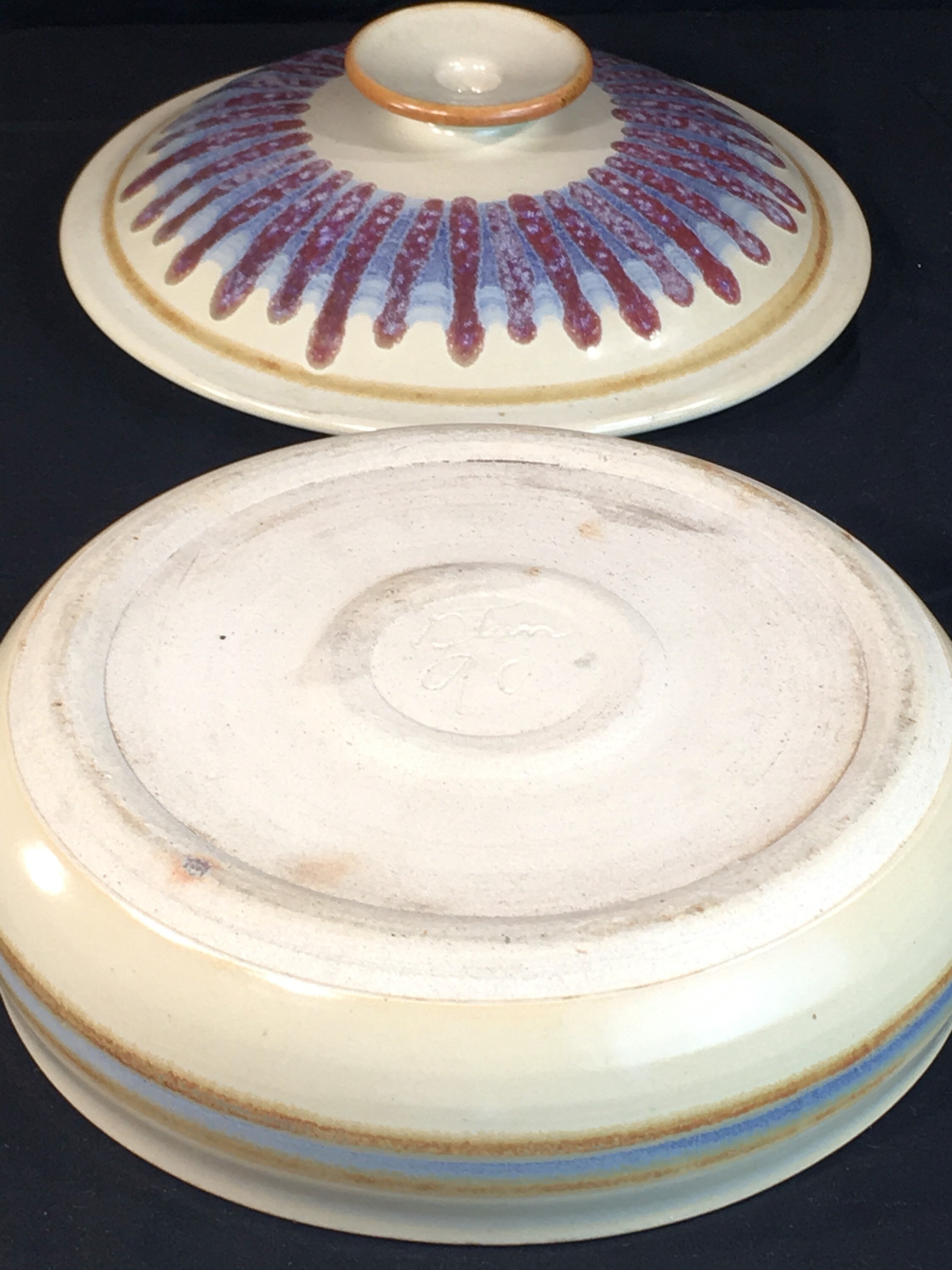 Vintage Studio Pottery, Signed Stoneware Casserole Dish, Decorative ...