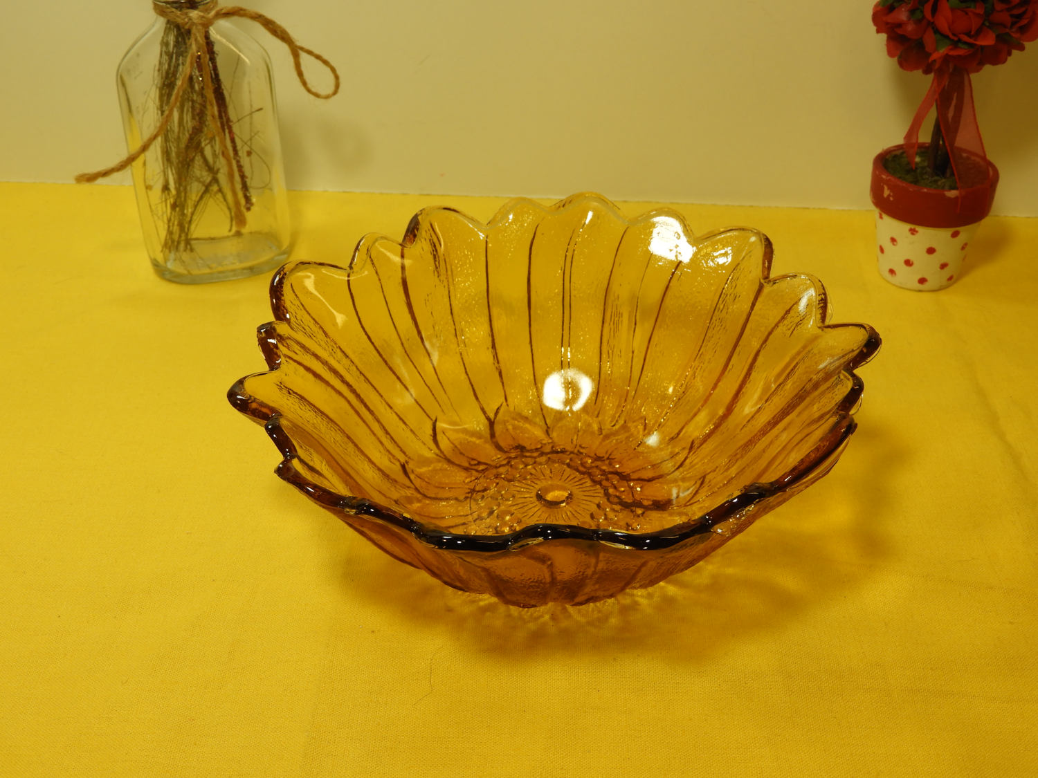 Vintage Carnival Glass Candy Bowl Dish Indiana Carnival Glass Sunflower Carnival Glass Art
