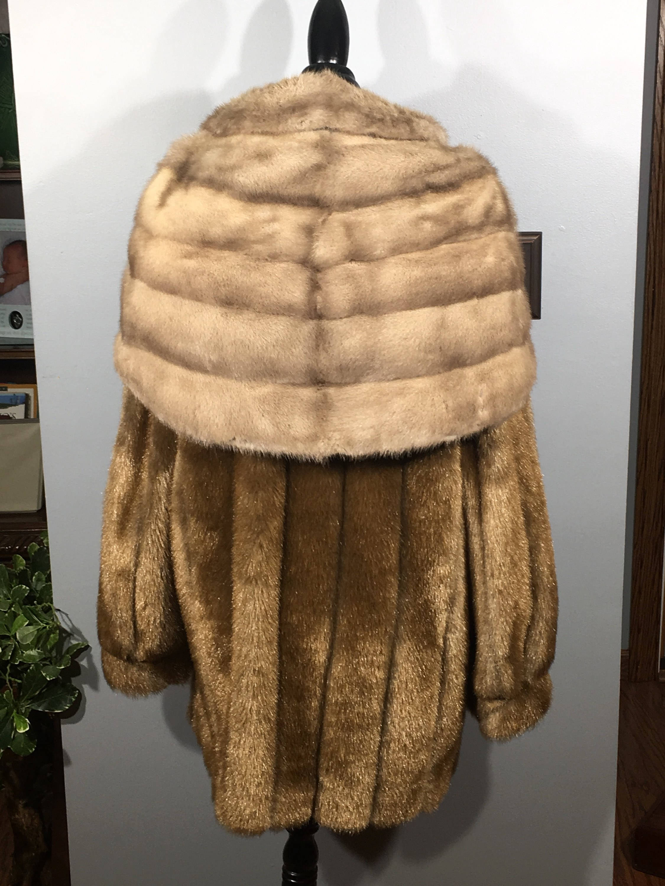 Vintage Dennis Basso Coat Brown Fur Coat Modacrylic Coat And Fur Hood Designer Fashion Winter