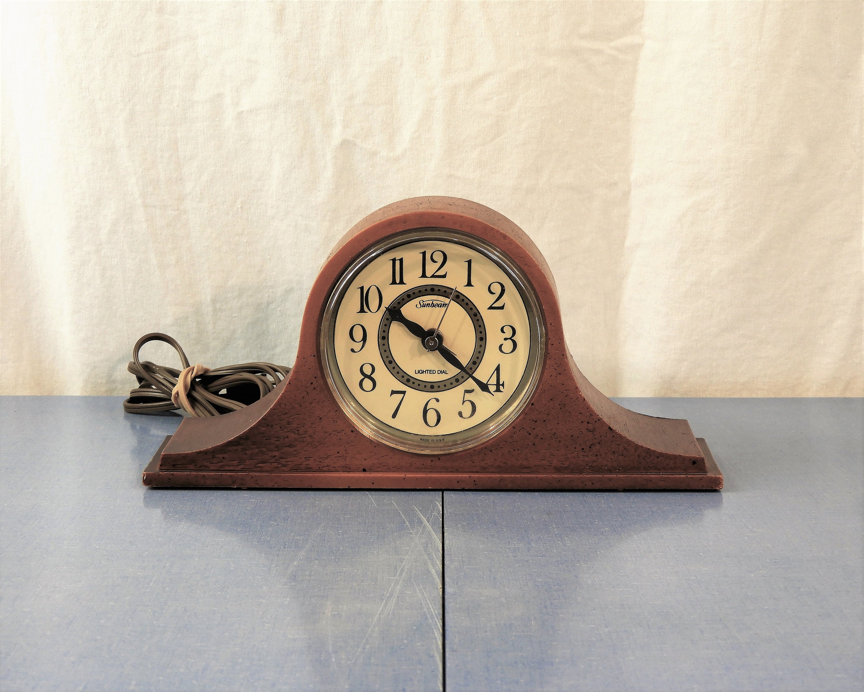 Vintage Sunbeam Clock, Electric Alarm, Lighted Dial, Home Decor, Brown ...