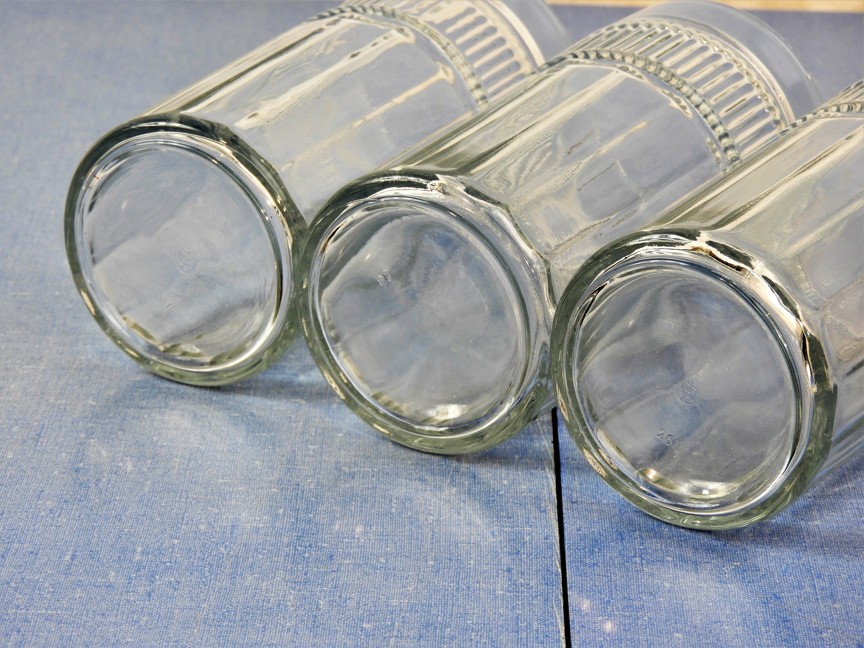 Vintage High Ball Tumblers (3), 16 oz Anchor Hocking, Clear Ribbed ...