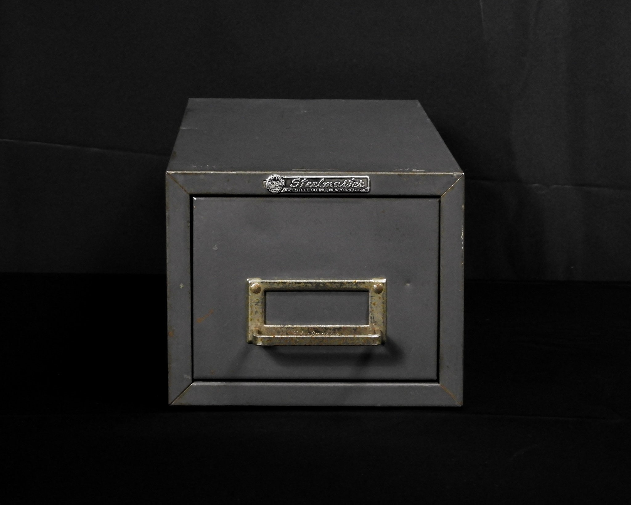 Vintage Steel Box, Steelmaster Index, Navy Gray, Rustic Chrome ...
