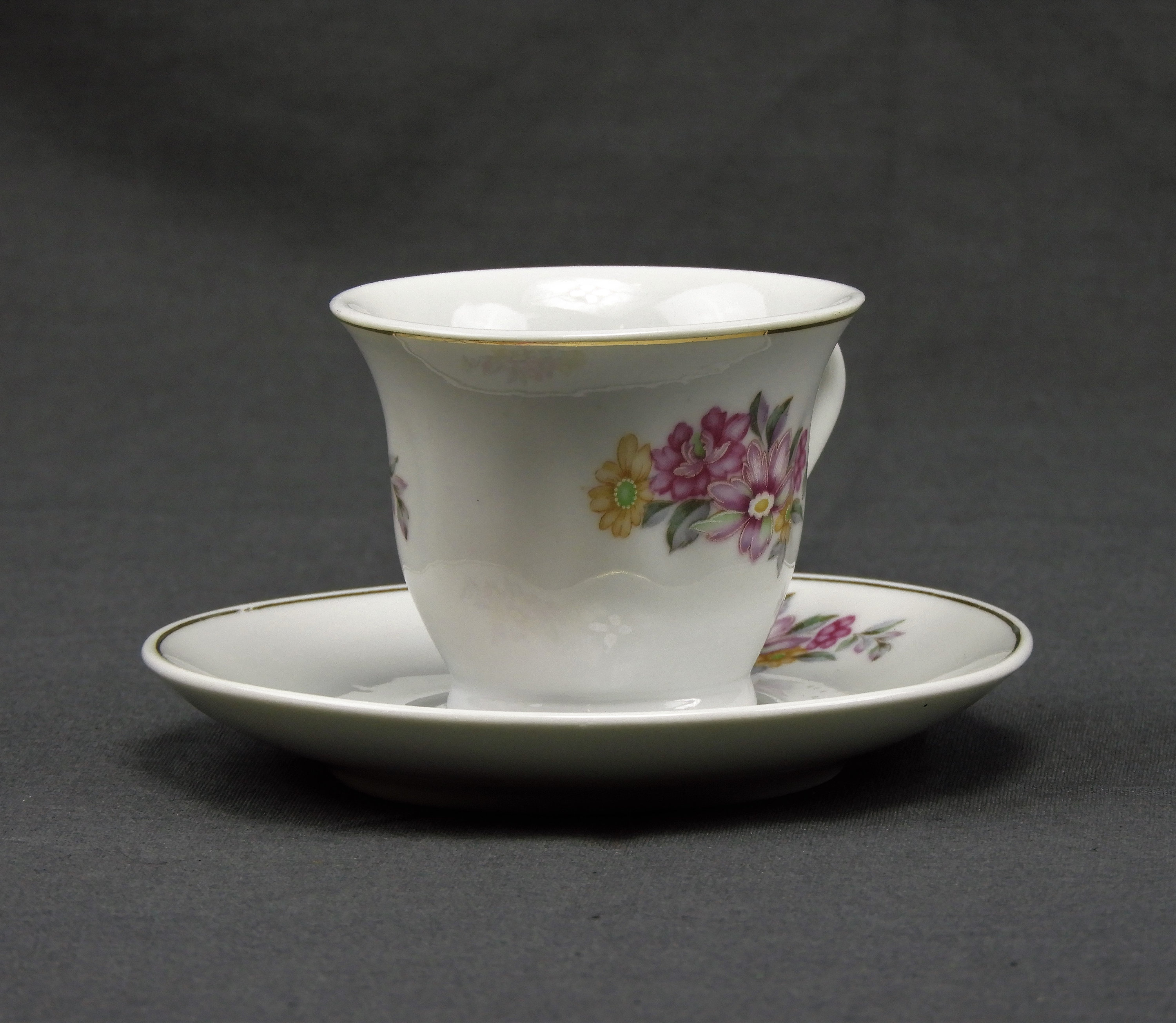 Vintage Tea Cup & Saucer, Mini China Teacup, White w/ Pink, Childs Play ...