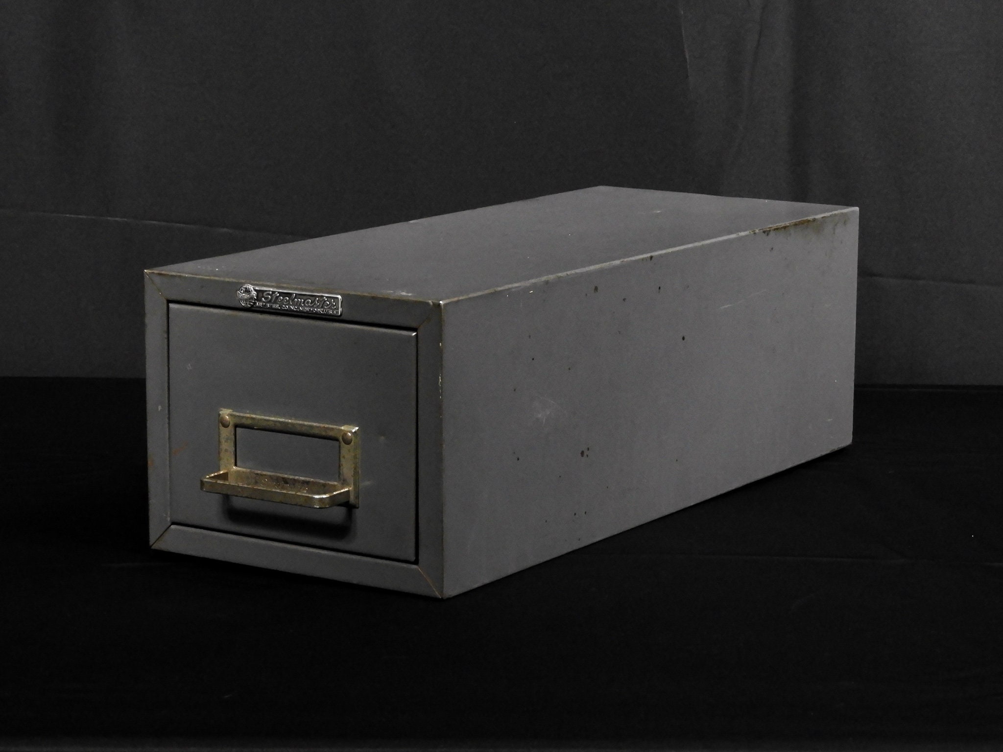 Vintage Steel Box, Steelmaster Index, Navy Gray, Rustic Chrome ...