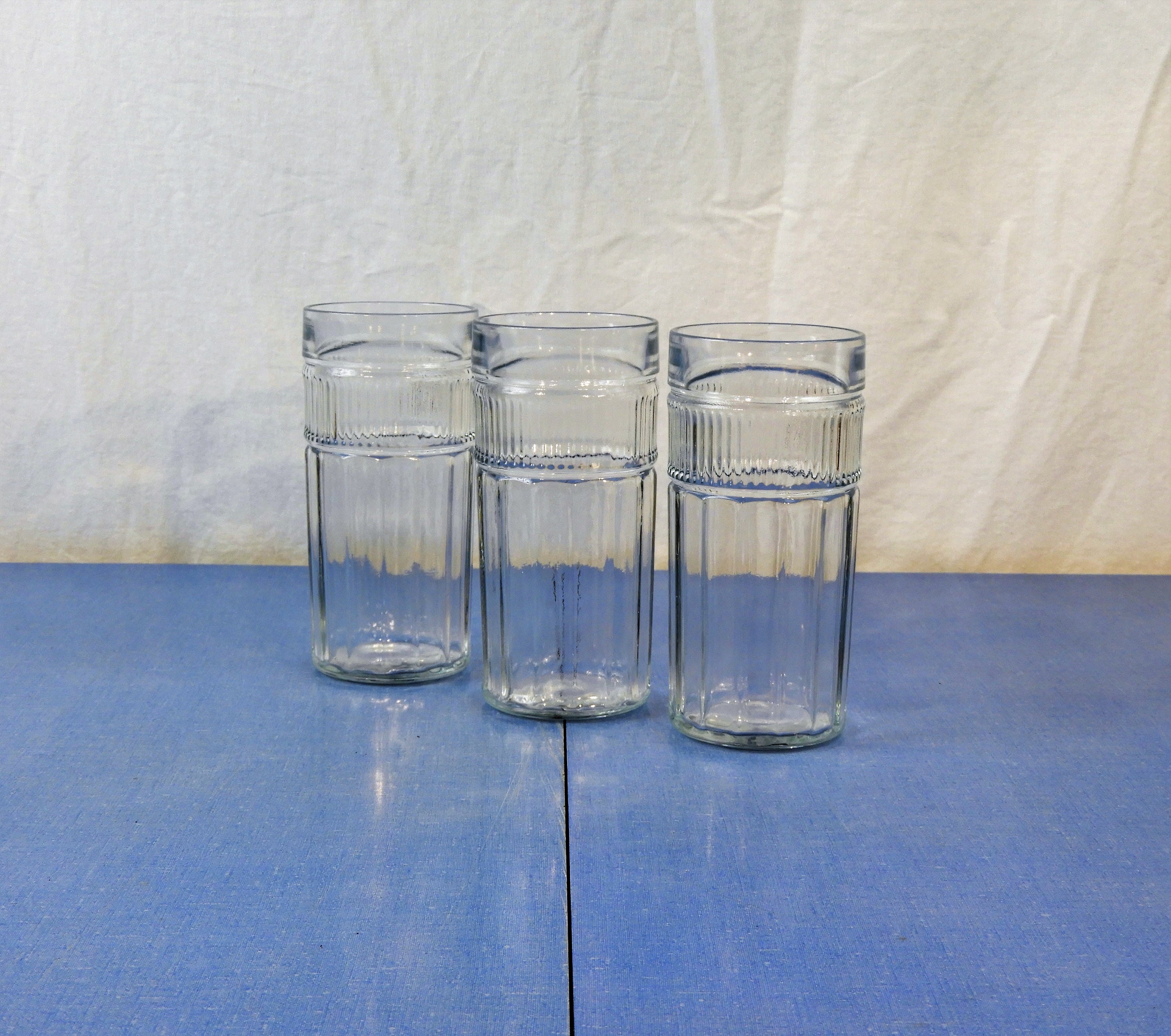 Vintage High Ball Tumblers (3), 16 oz Anchor Hocking, Clear Ribbed ...