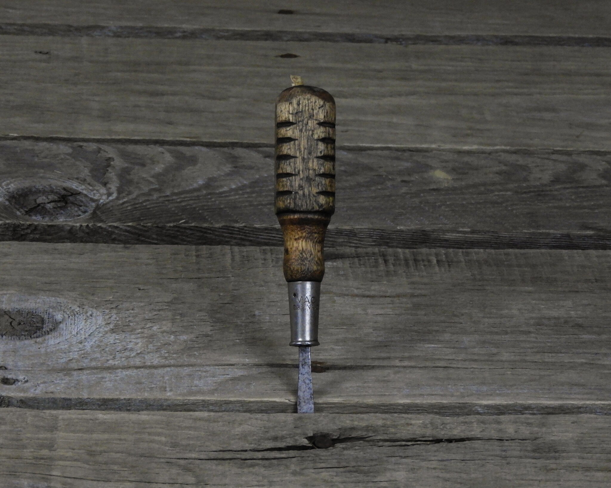 Vintage Mac Screwdriver, Straight Head, Distressed Wood, Wooden Handle ...