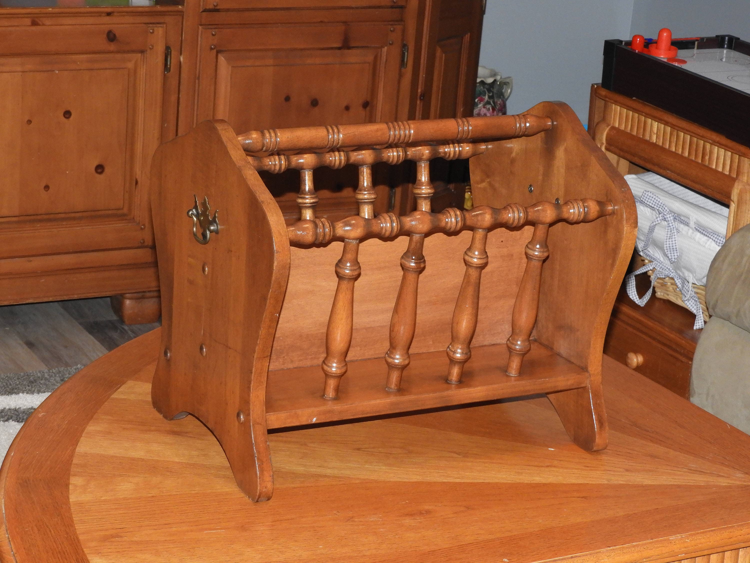 Antique Vintage Wood Magazine Rack