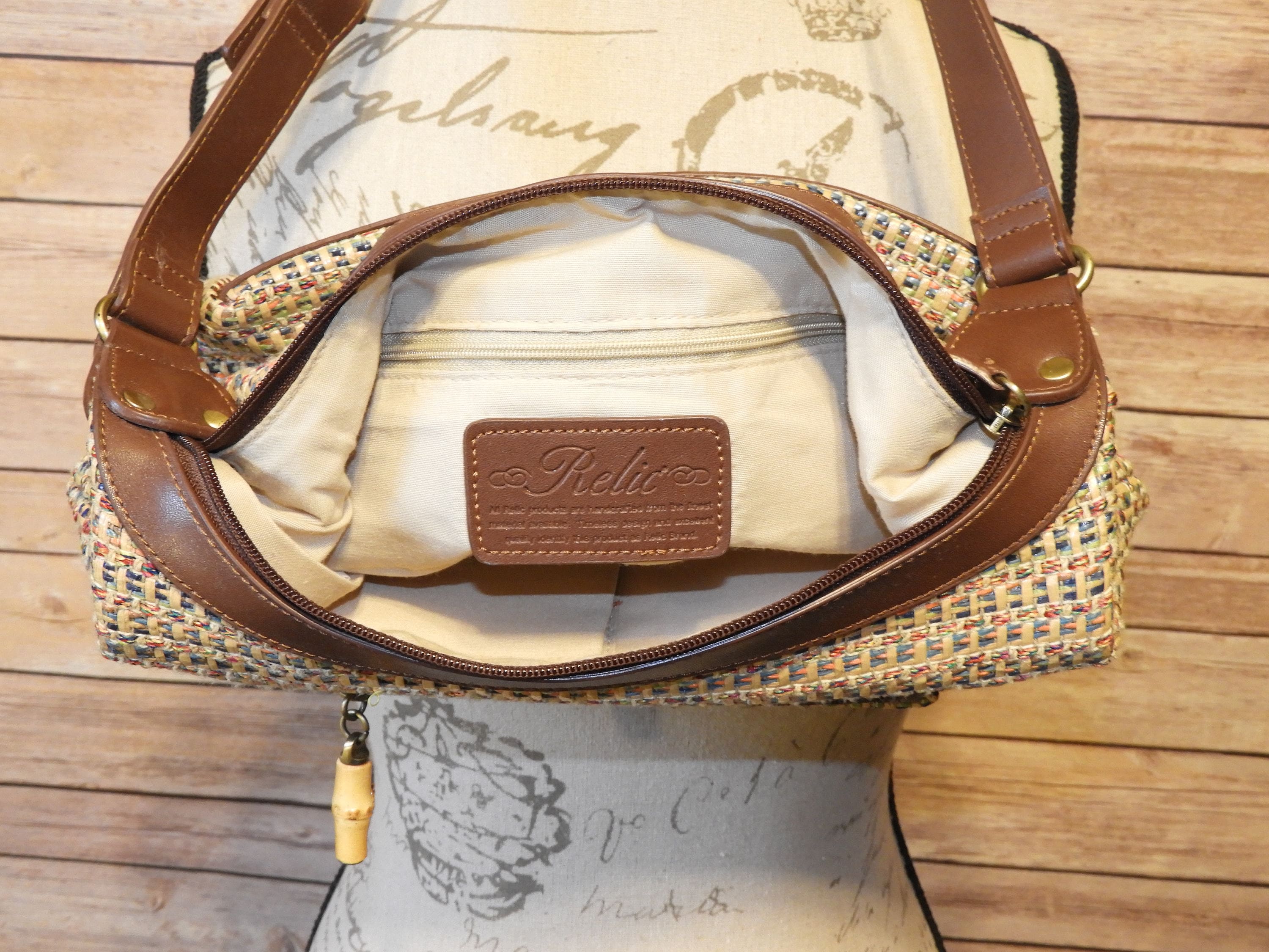 Vintage Woven Rainbow Relic Shoulder Bag, Retro Relic Collectors Bamboo ...