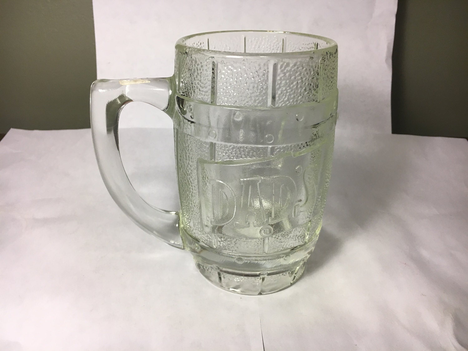 Vintage Collectible Clear Mug Glass Barrel Dads Root Beer Mugstein Engraved Embossed Dads