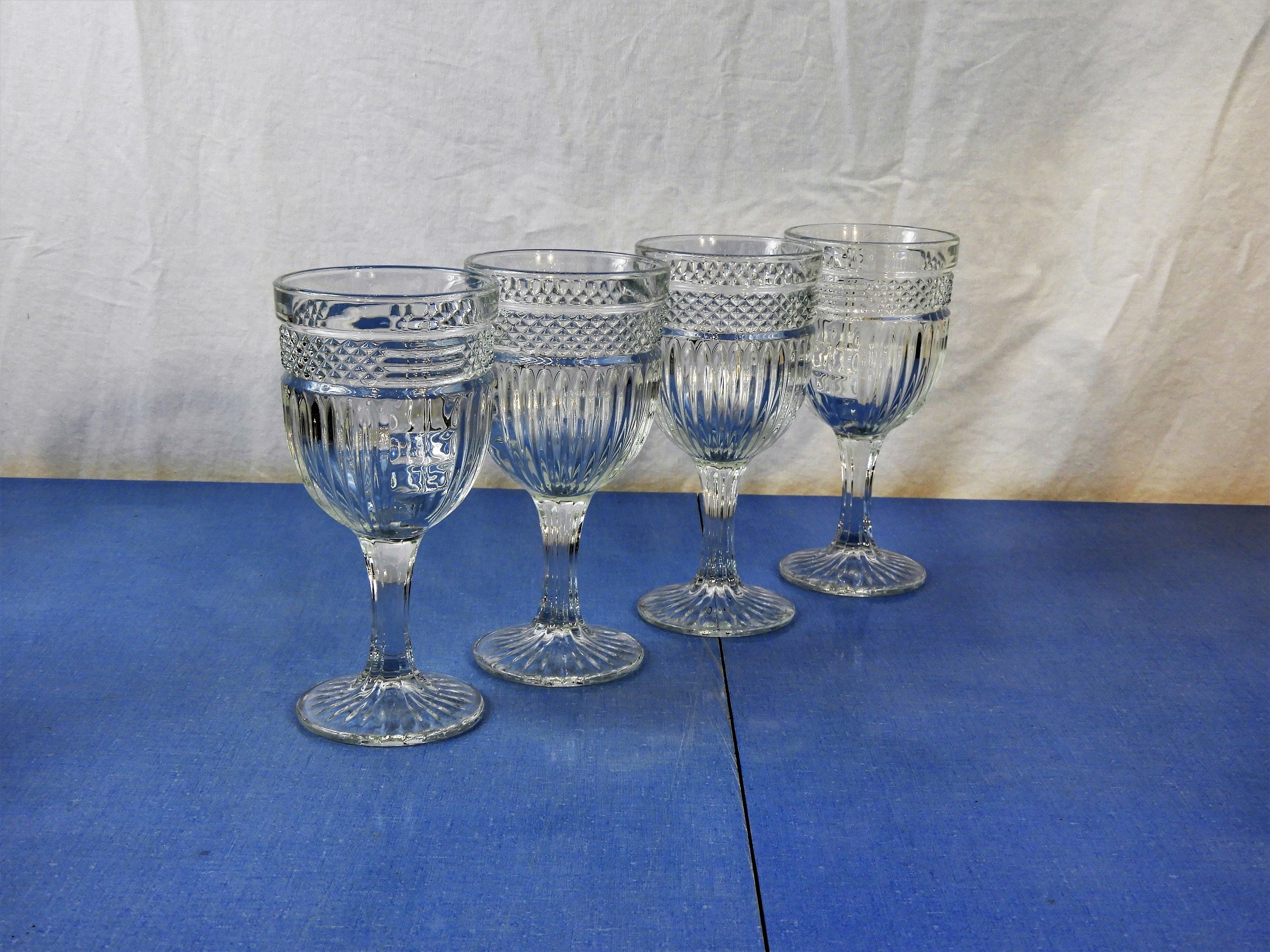 Vintage Libbey Goblets (4), Radiant Stemware, Rock Sharpe, Clear Lead ...