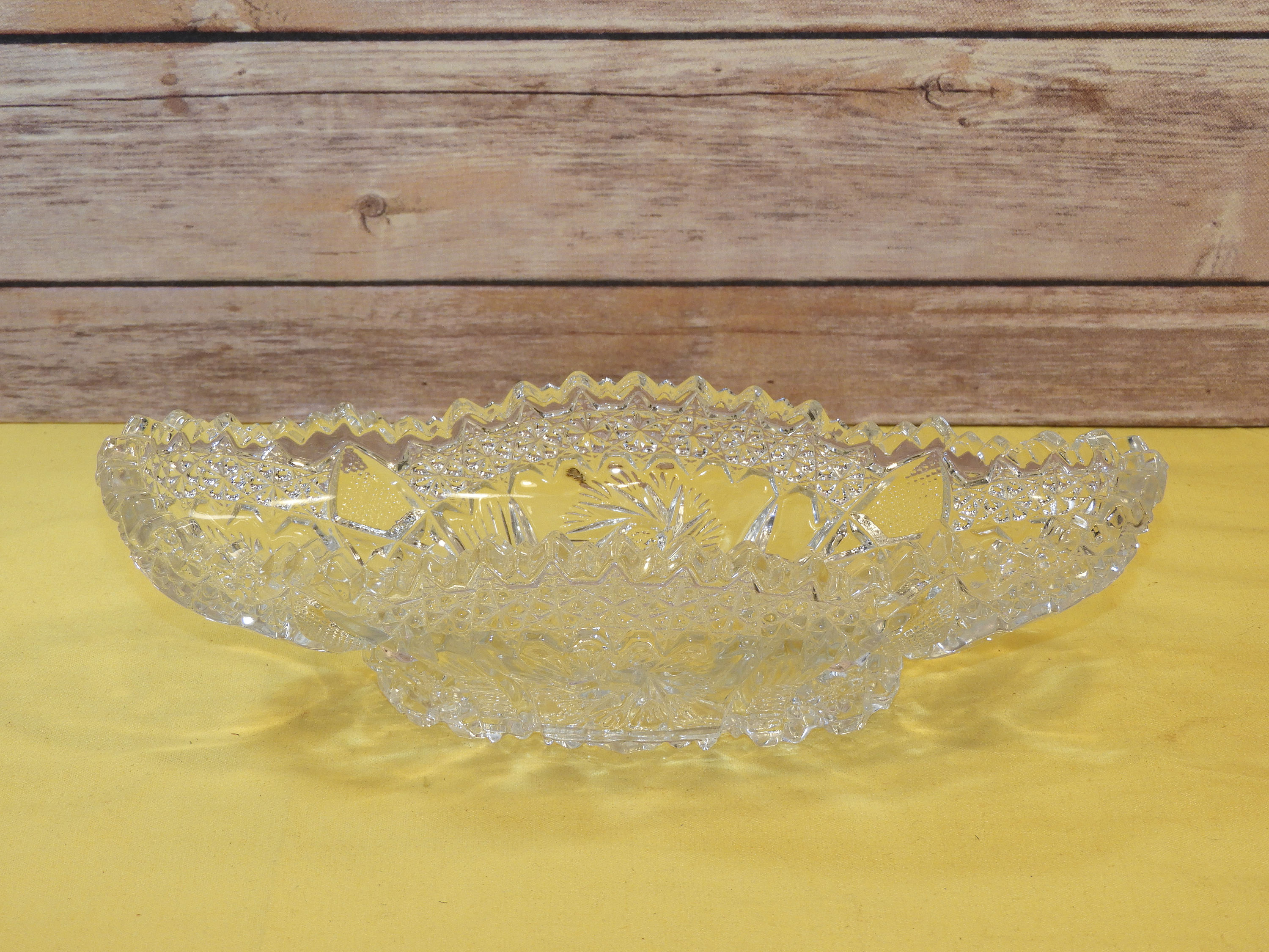 Vintage Glass Relish Dish Clear Cut Glass Pressed American Brilliant Design Serving Tray
