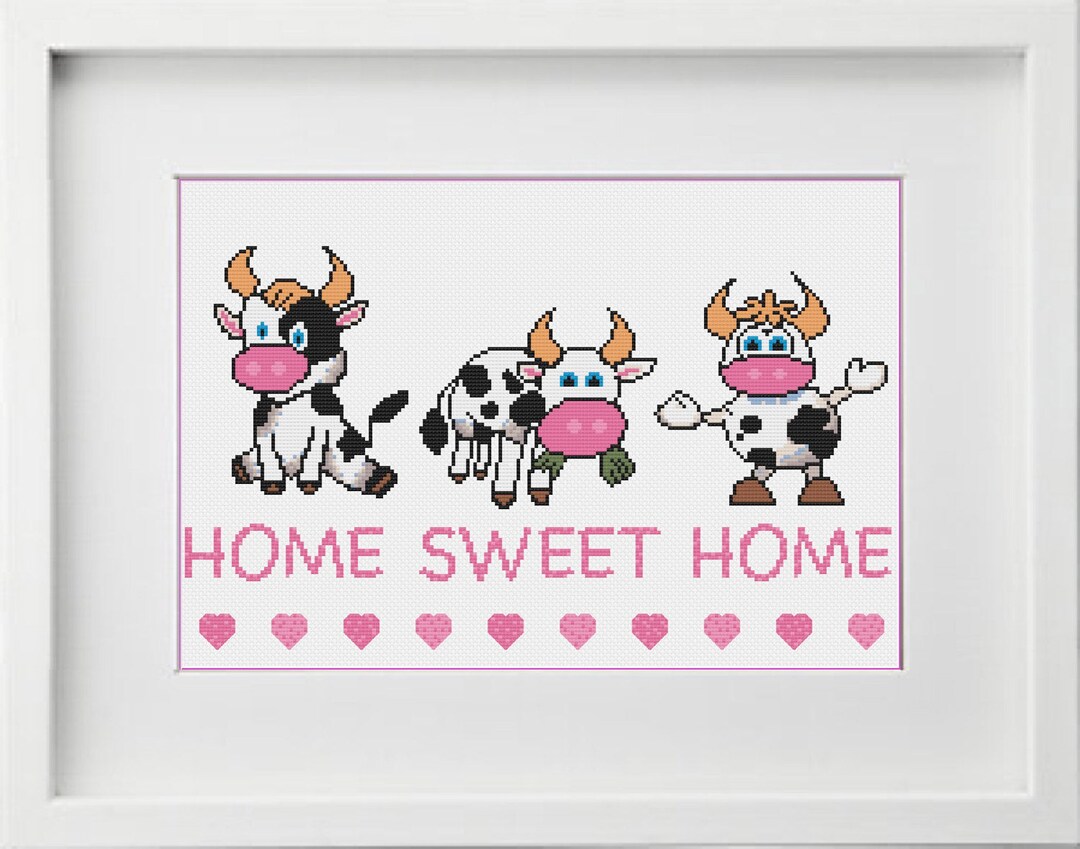 BOGO Free, Cross Stitch Pattern Cow, Triptych, Home Sweet Home, Instant ...