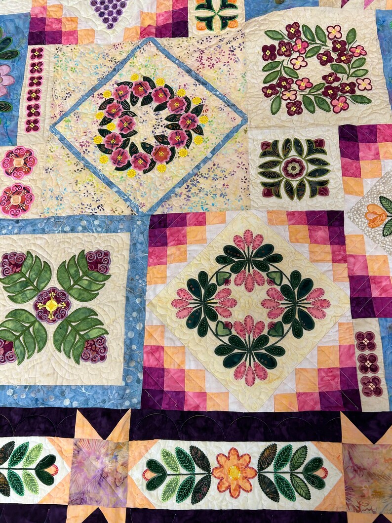 Beautiful One of a Kind Embroidered Quilt 71” X 79” This is Called ...