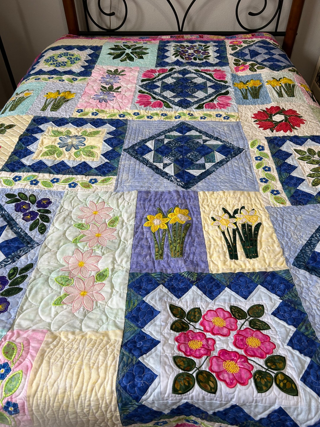 Smith Street Designs “feels Like Spring” Embroidered and Pieced Floral ...