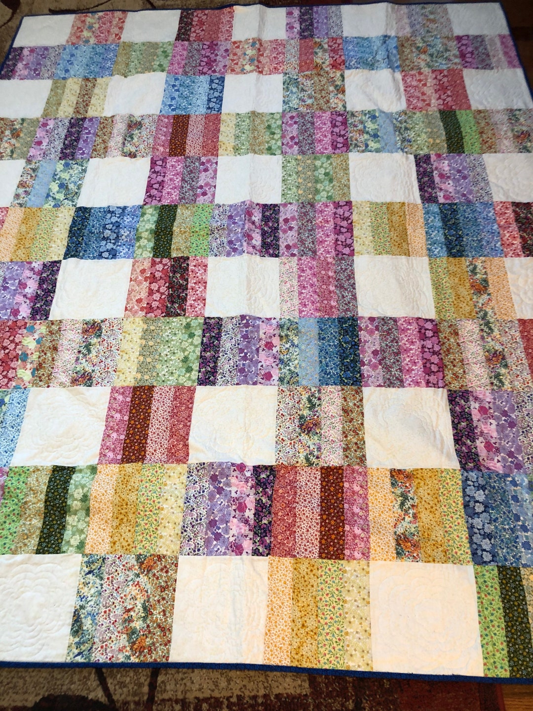 Field of Flowers Quilt 72” X 87”multi Colored Flowers - Etsy