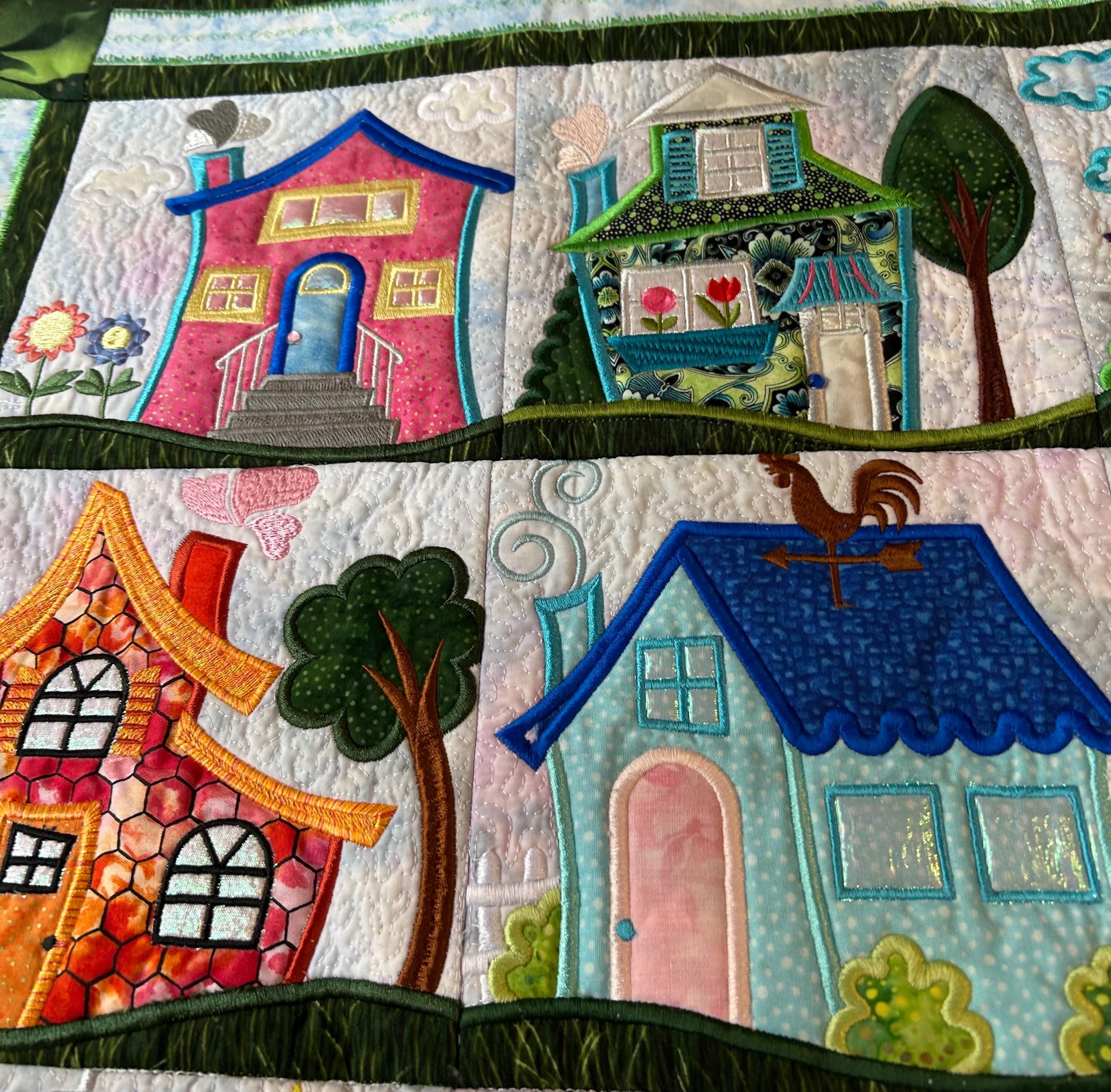 The Neighborhood Wall Quilt 34” X 34” Machine Appliqued and Embroidered ...