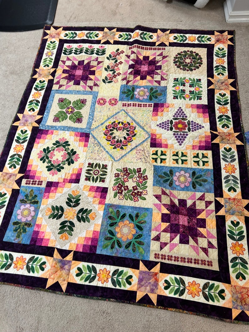 Beautiful One of a Kind Embroidered Quilt 71” X 79” This is Called ...