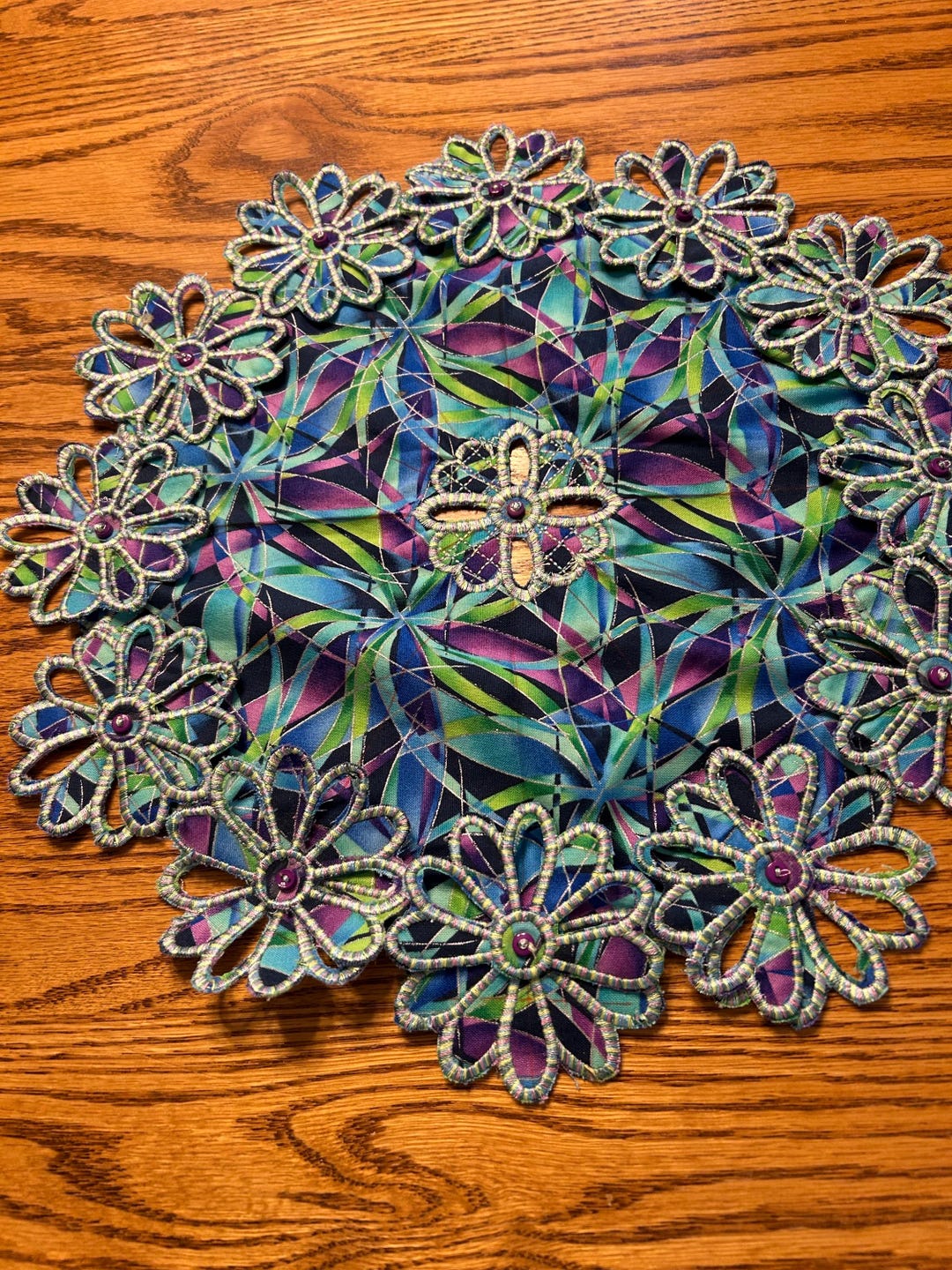Machine Embroidered Floral Table Mat – 14x14” With 3D Flowers - Etsy
