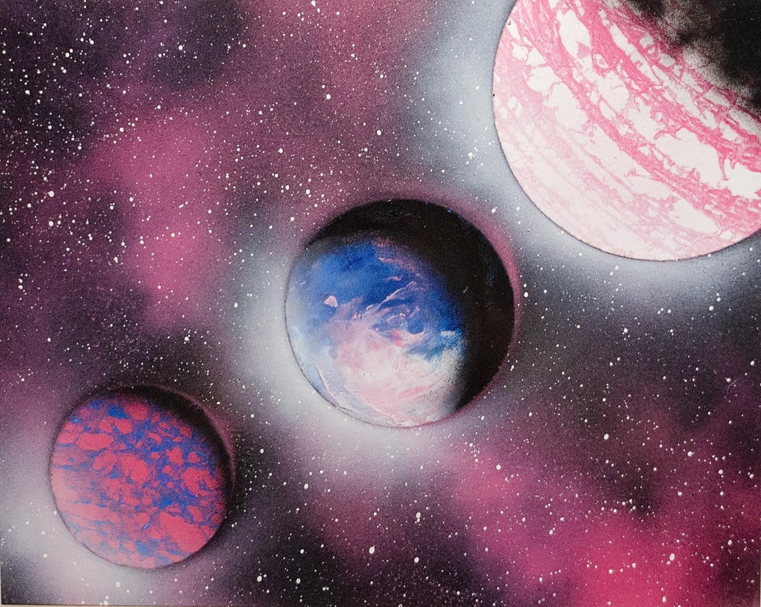 Planets in Pink Space - Etsy