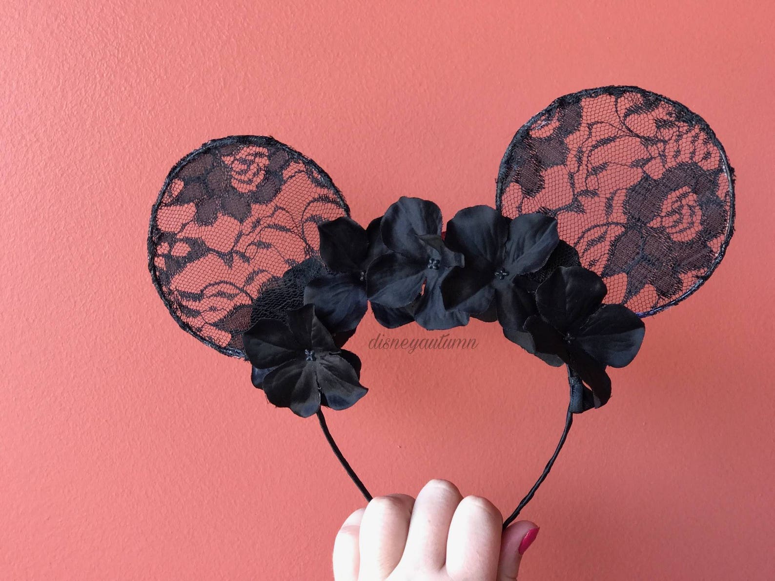 Black Floral Lace Ears - Etsy