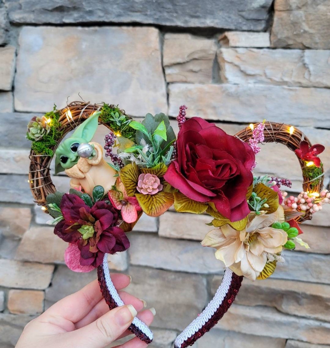 Vine Burgundy Mouse Ears - Etsy