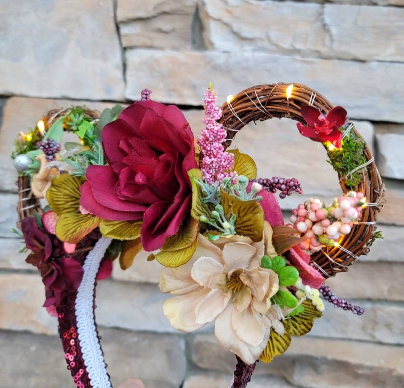 Vine Burgundy Mouse Ears | Etsy