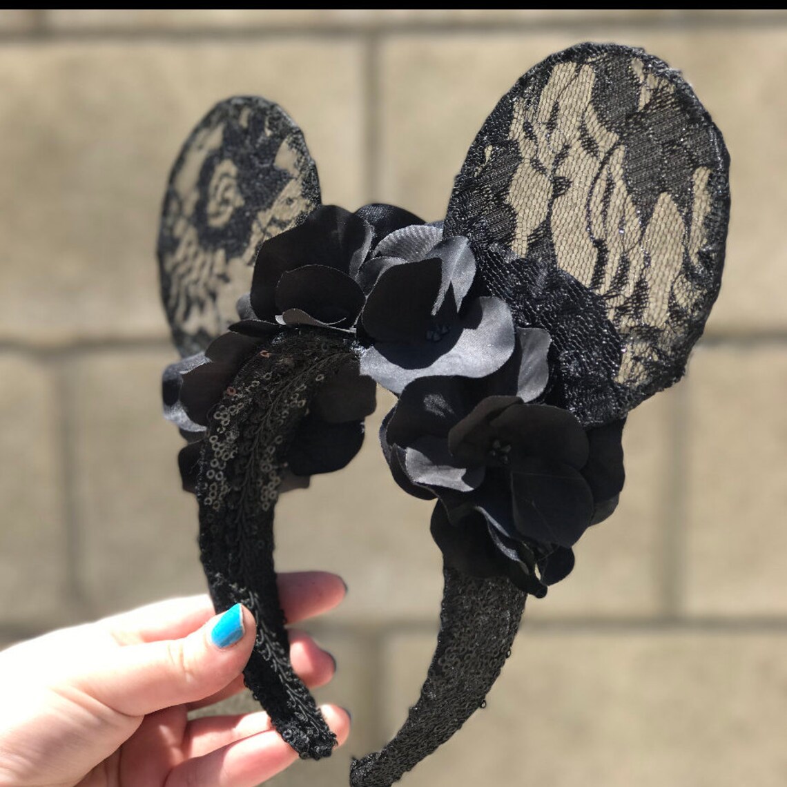 Black Floral Lace Ears - Etsy