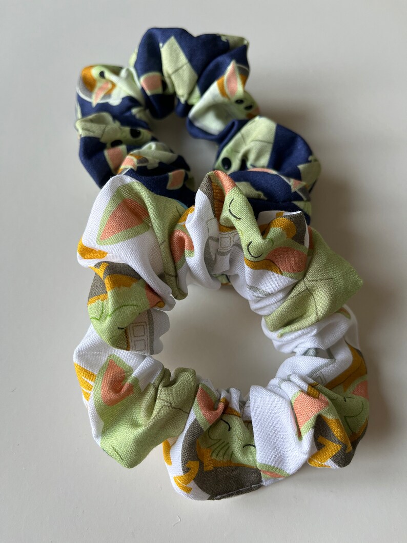 Handmade Mandalorian Scrunchies: Grogu & Silhouette Fabric - Etsy UK