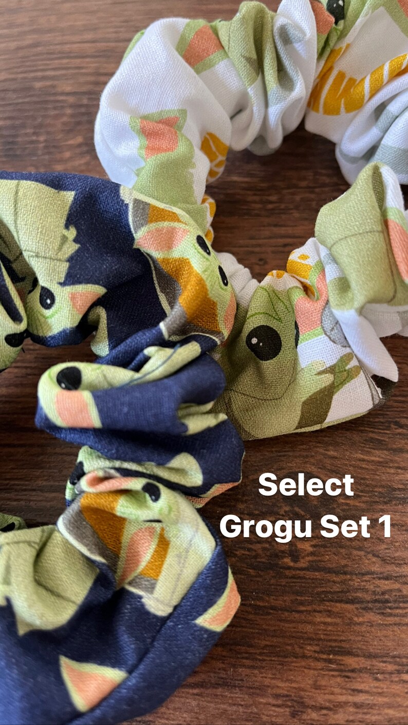 Handmade Mandalorian Scrunchies: Grogu & Silhouette Fabric - Etsy UK