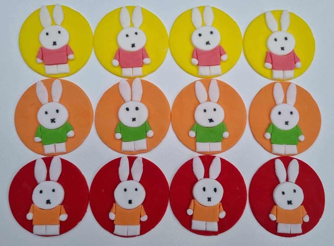 Miffy Cupcake Toppers 12, Kids Birthday, Bunny Cupcake Toppers, Miffy ...