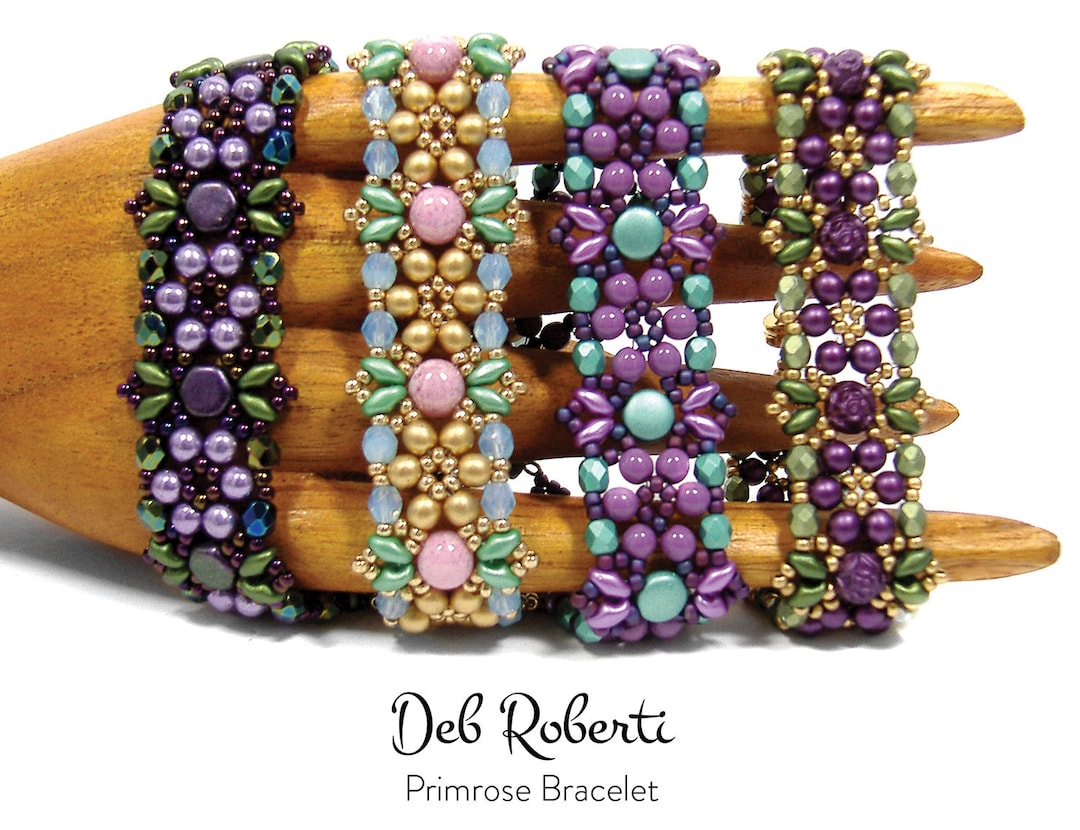 Primrose Bracelet Beaded Pattern Tutorial by Deb Roberti (digital Download PDF Pattern in ...