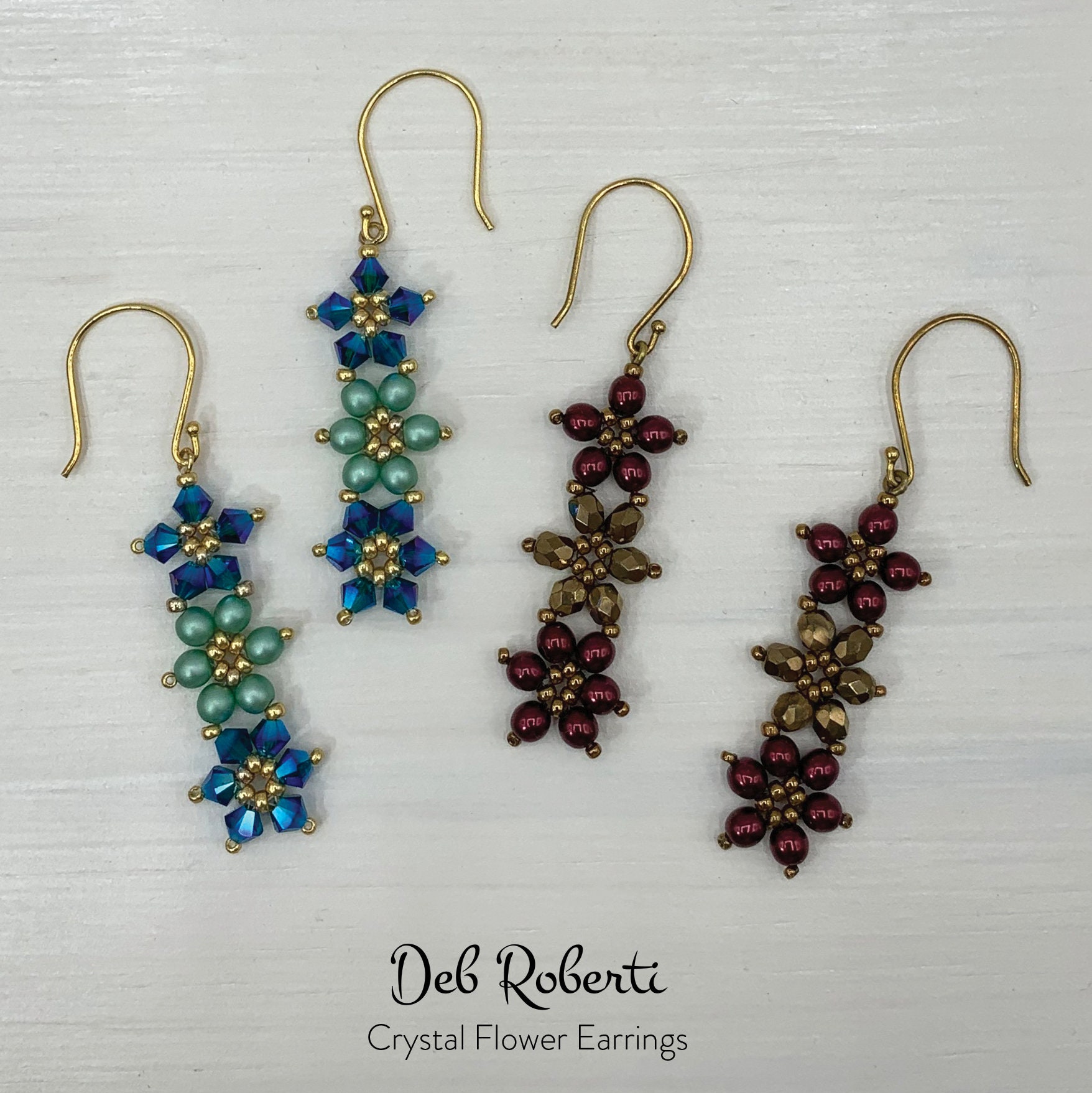 Crystal Flower Earrings Beaded Pattern Tutorial by Deb Roberti (digital ...