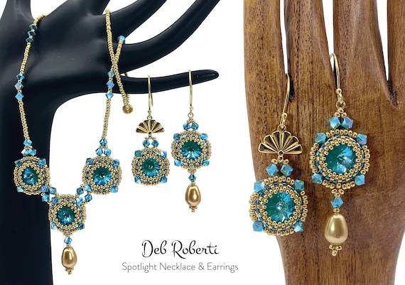 Spotlight Necklace & Earrings Beaded Pattern Tutorial by Deb - Etsy