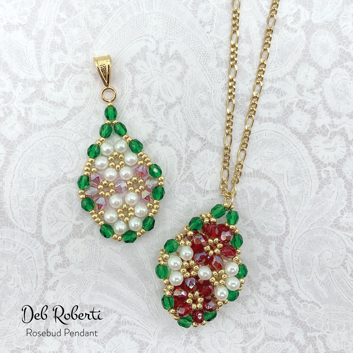 Rosebud Pendant Beaded Pattern Tutorial by Deb Roberti (digital ...