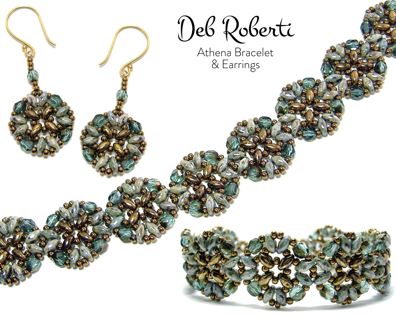 Athena Bracelet and Earrings Beaded Pattern Tutorial by Deb - Etsy