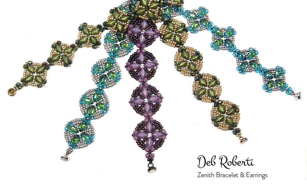 Zenith Bracelet & Earrings Beaded Pattern Tutorial by Deb - Etsy