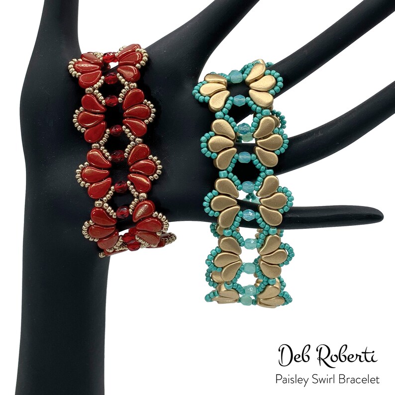 Paisley Swirl Bracelet & Earrings Beaded Pattern Tutorial by Deb ...
