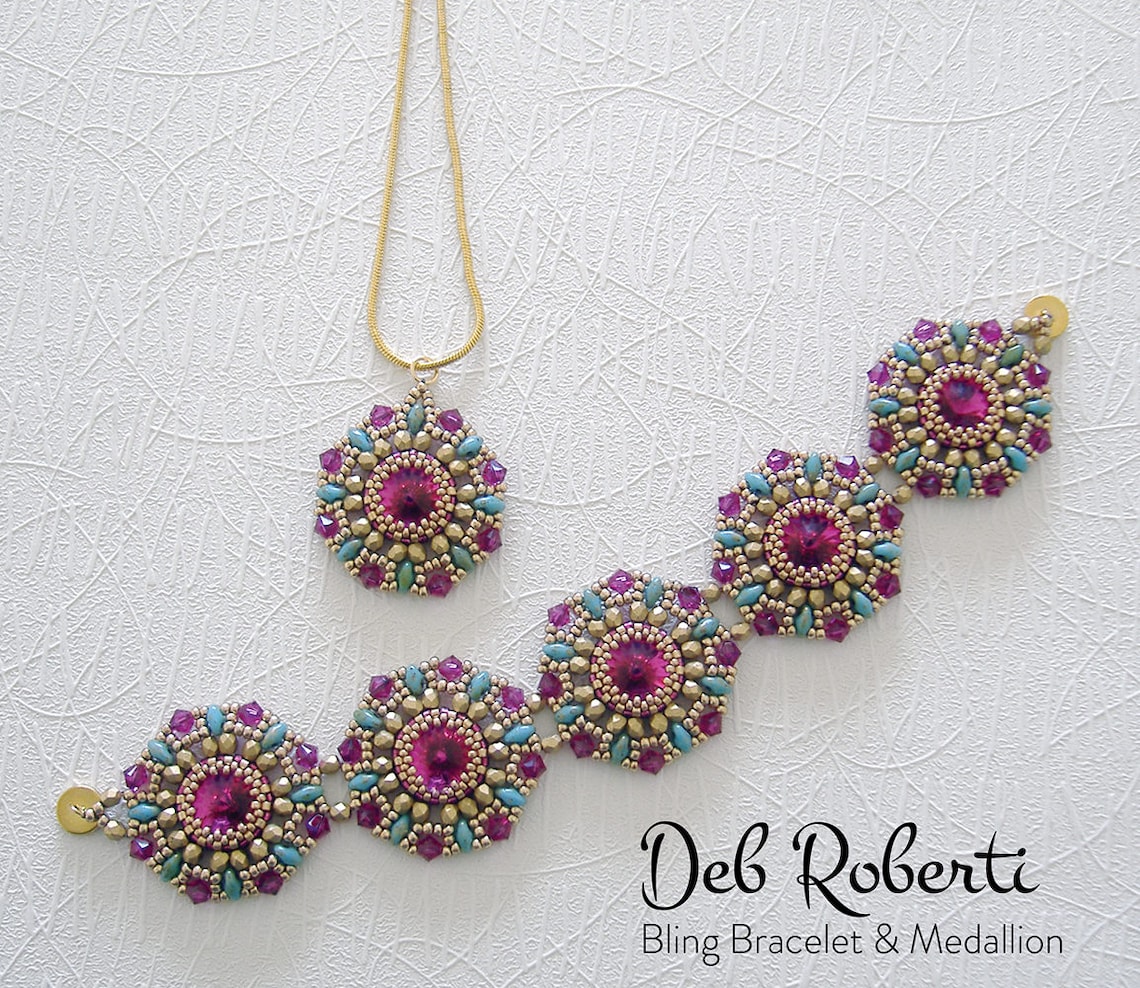 Bling Bracelet & Medallion Beaded Pattern Tutorial by Deb - Etsy