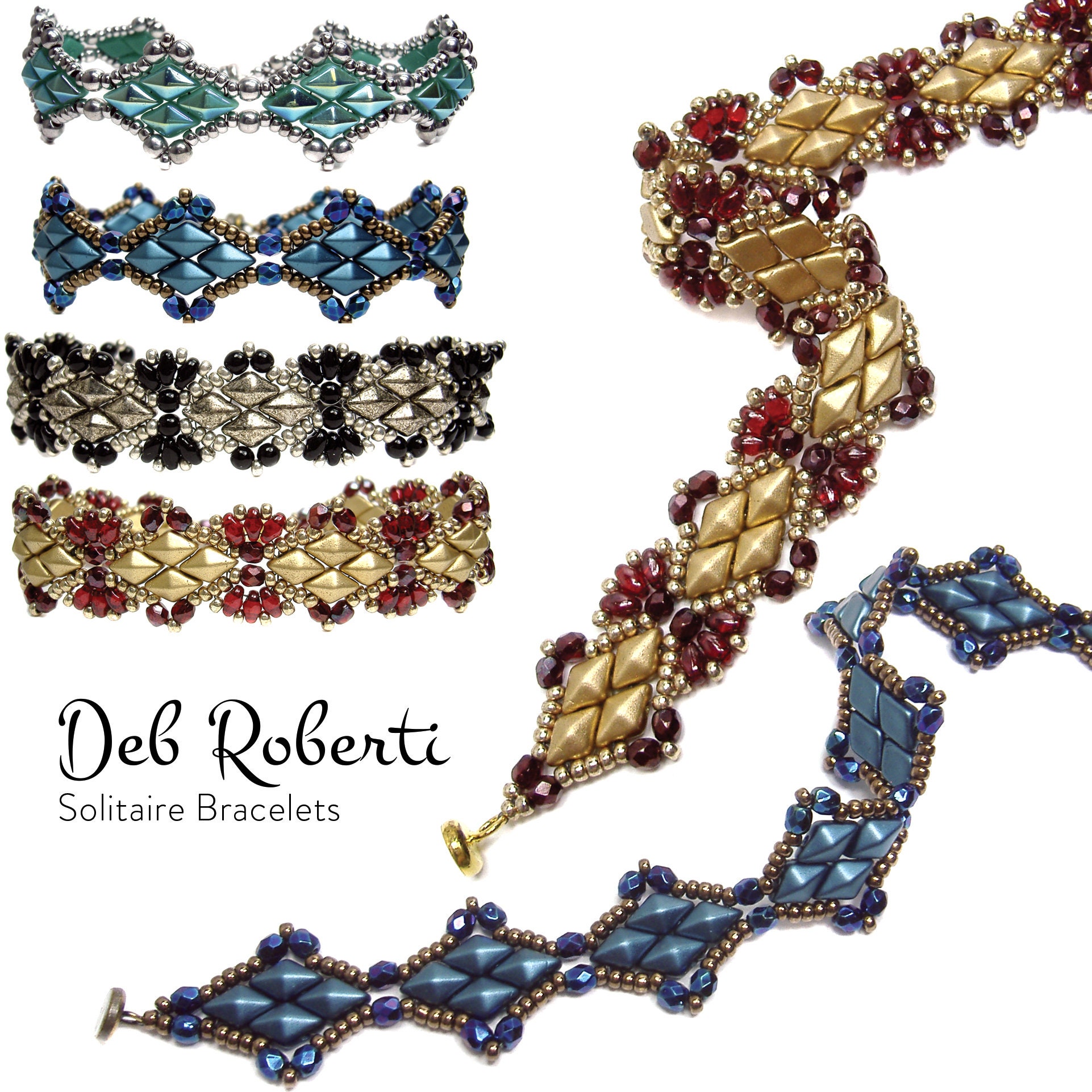 Solitaire Bracelets Beaded Pattern Tutorial by Deb Roberti (digital ...