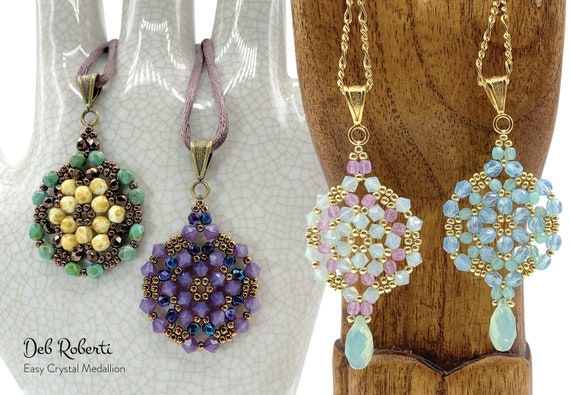 Easy Crystal Medallion Beaded Pattern Tutorial by Deb Roberti - Etsy