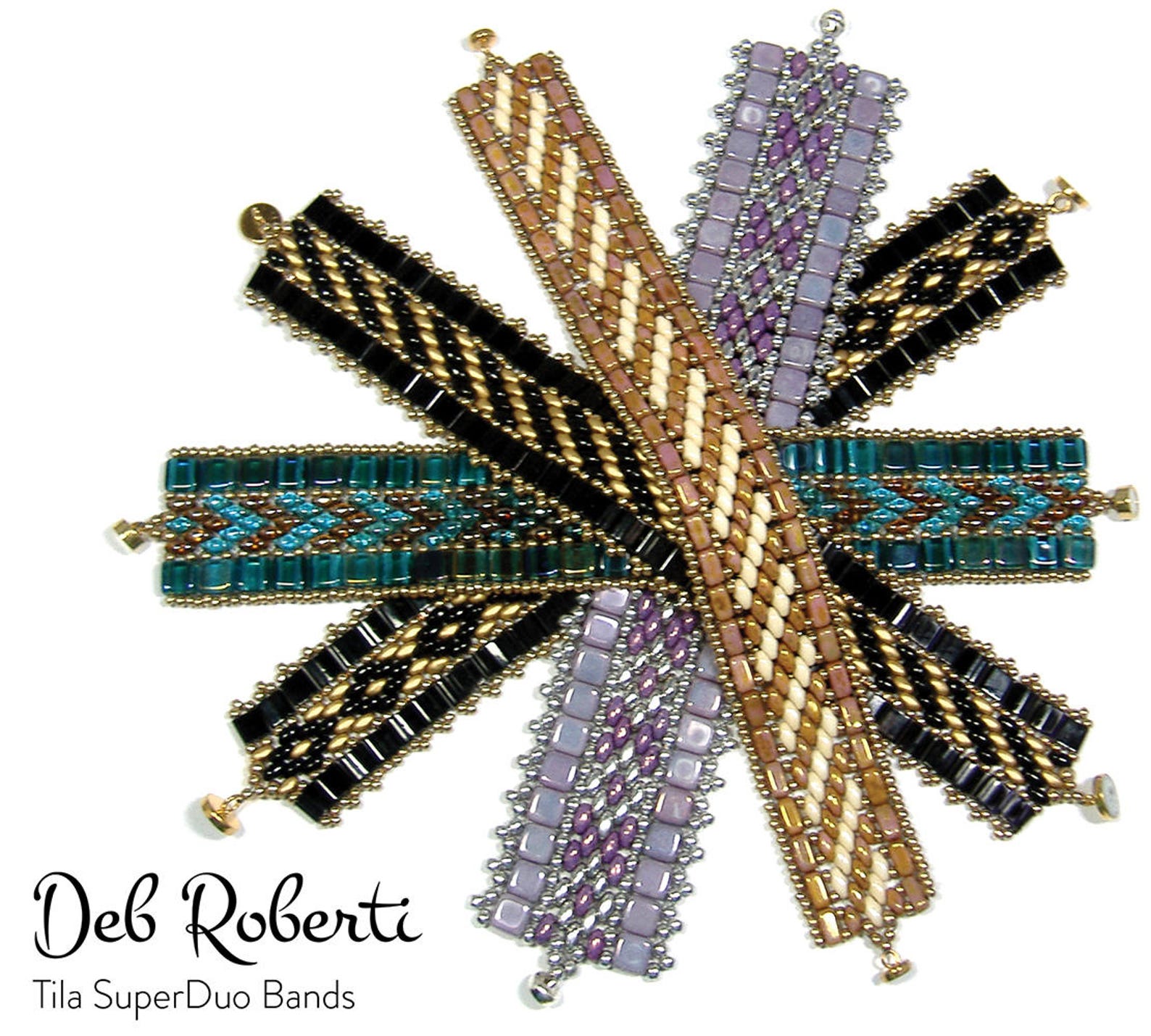 Tila Superduo Bands Beaded Pattern Tutorial by Deb Roberti digital ...