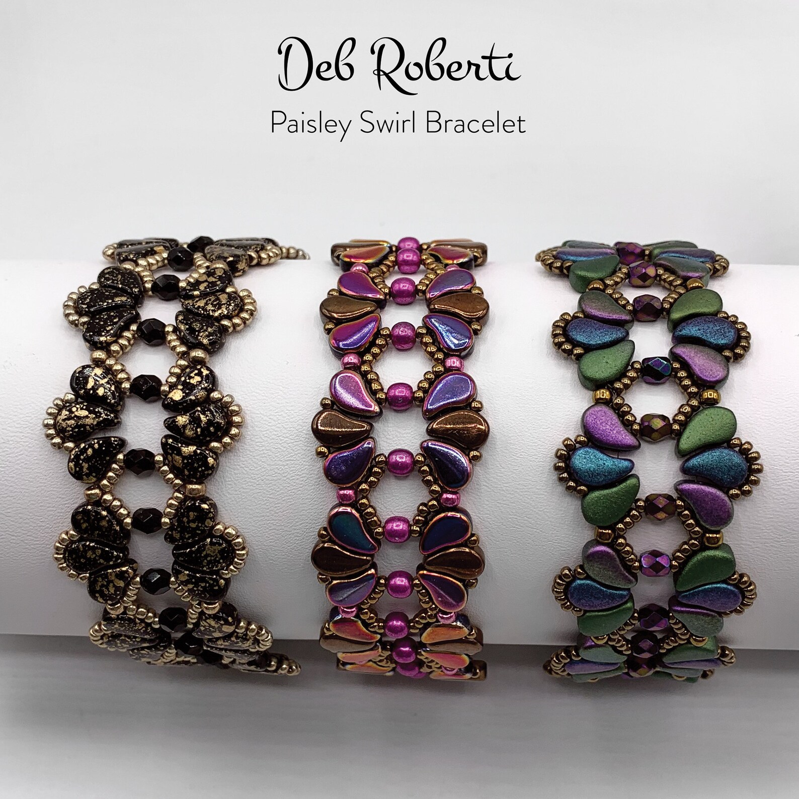 Paisley Swirl Bracelet & Earrings Beaded Pattern Tutorial by Deb ...