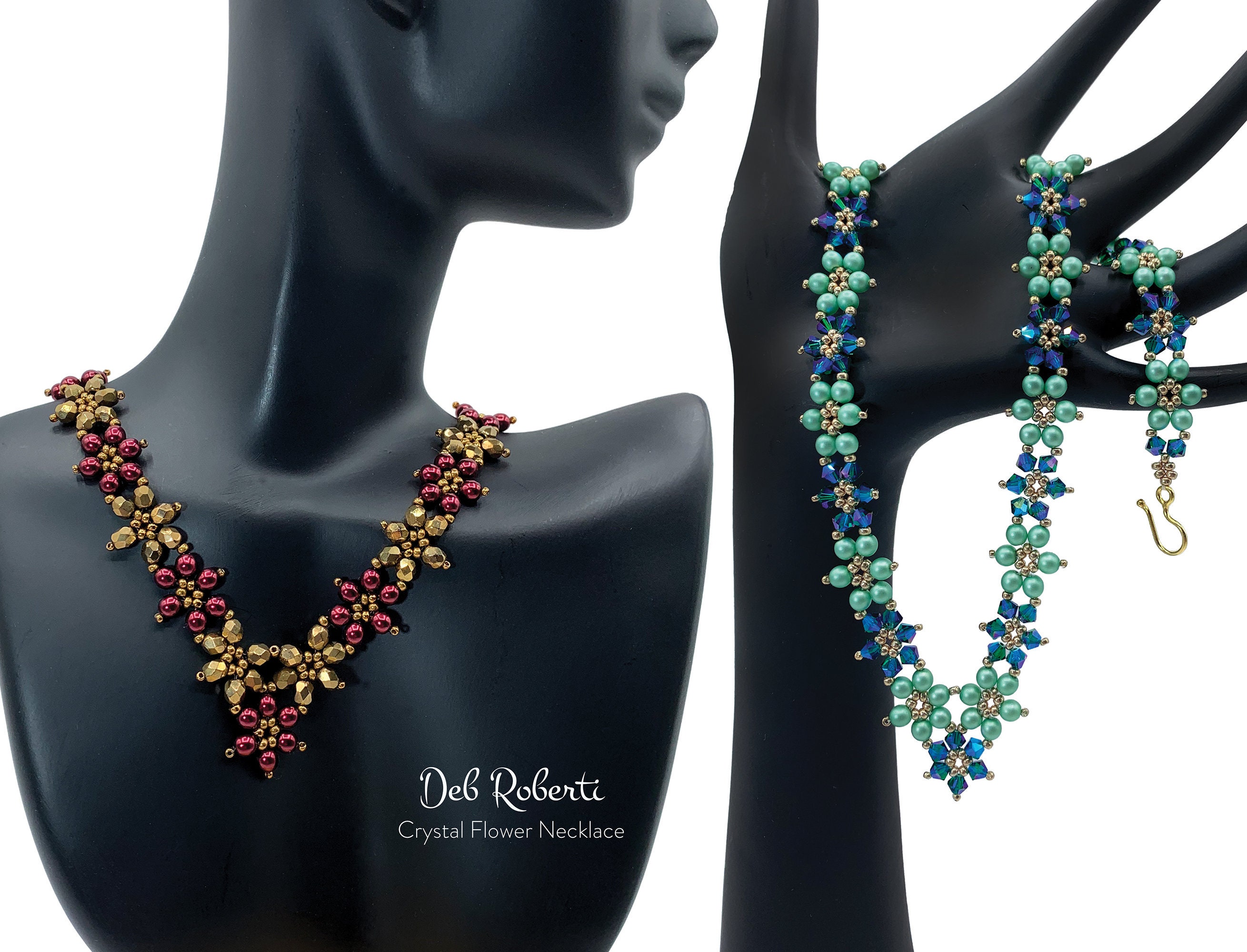 Crystal Flower Necklace Beaded Pattern Tutorial by Deb Roberti (digital ...