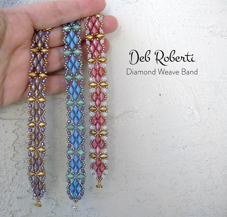 Diamond Weave Band beaded pattern tutorial by Deb Roberti | Etsy