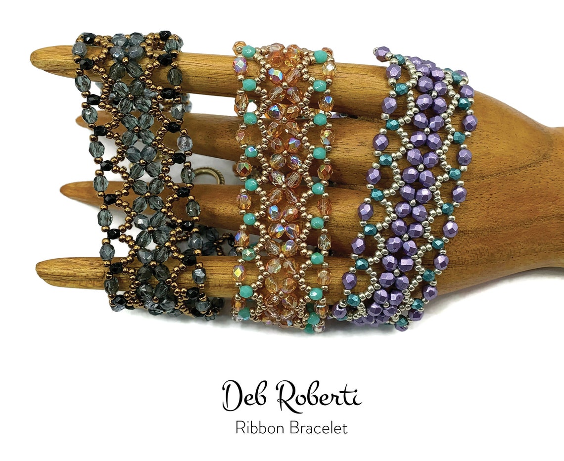 Ribbon Bracelet Beaded Pattern Tutorial by Deb Roberti - Etsy